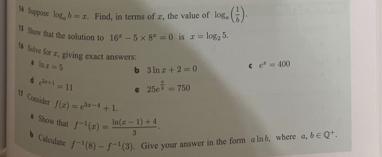 Solved 14 ﻿Suppose logab=x. ﻿Find, in terms of x, ﻿the value | Chegg.com