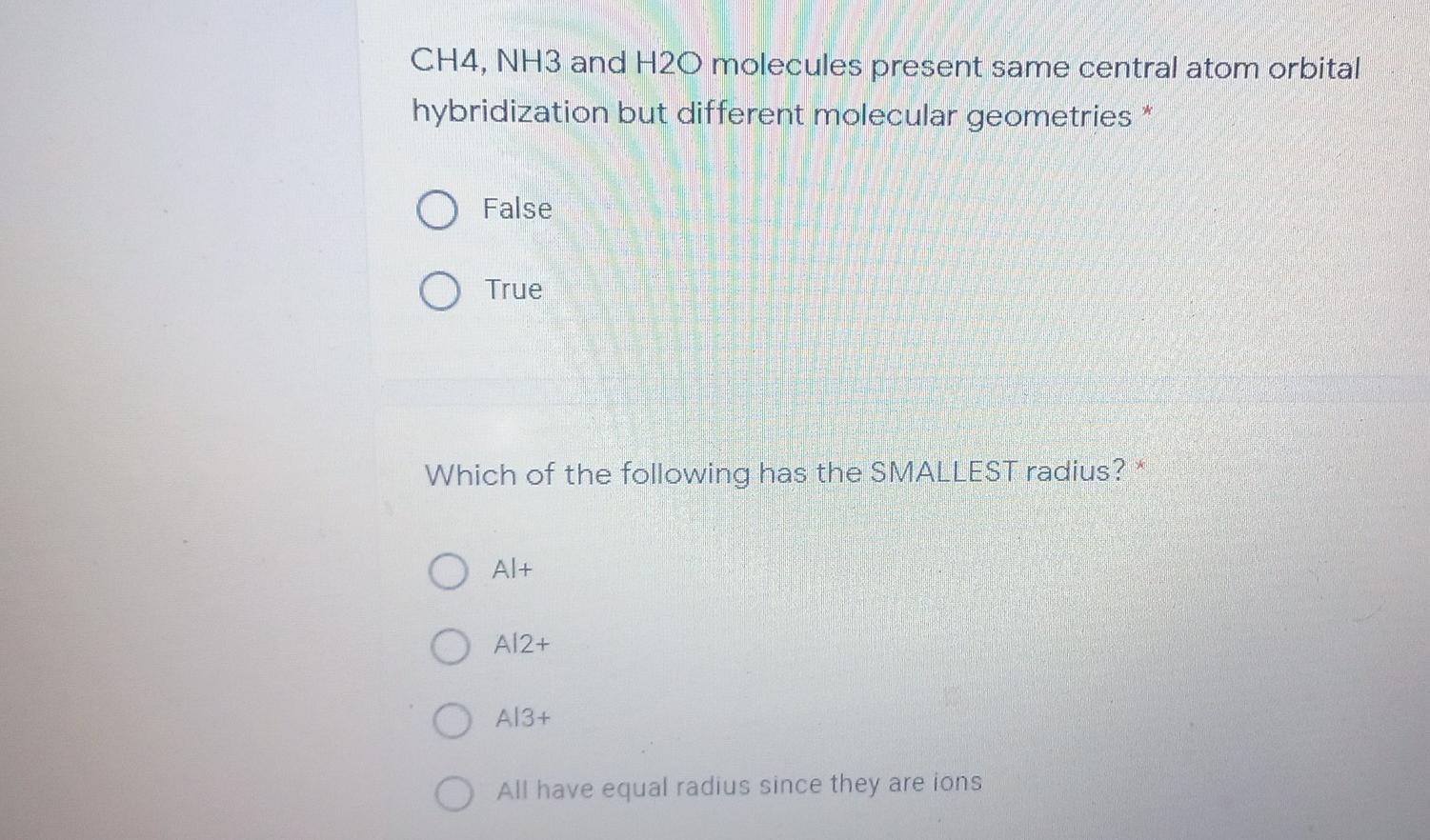 Solved CH4, NH3 and H2O molecules present same central atom | Chegg.com