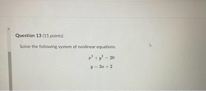 Solved Solve the following system of nonlinear equations. | Chegg.com