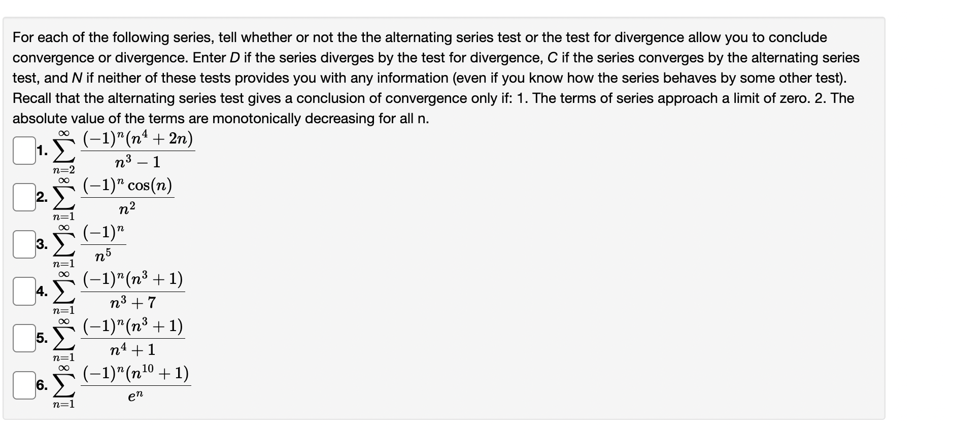 Solved For each of the following series, tell whether or not | Chegg.com