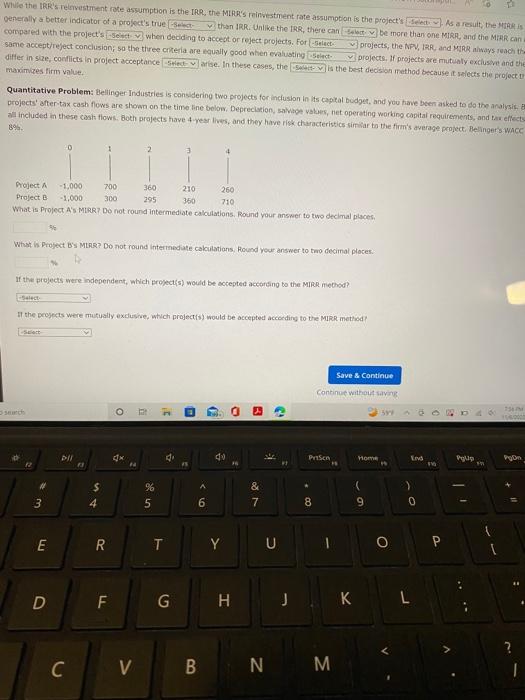 Solved If the projects were indeberdere, which praje 1(1) | Chegg.com