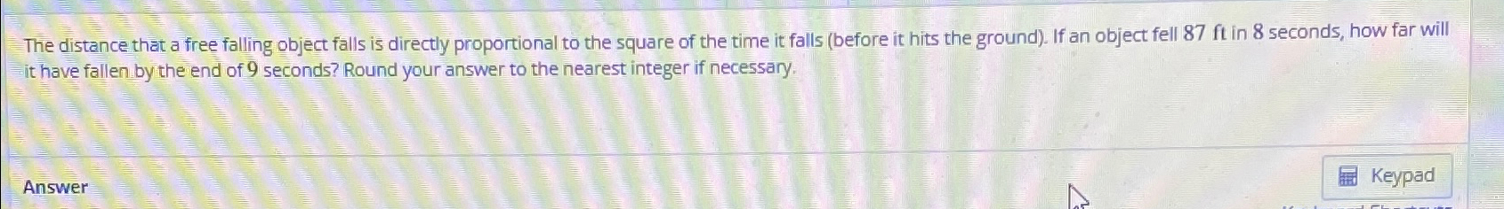The distance that a free falling object falls is | Chegg.com