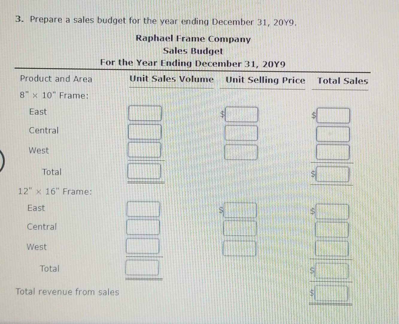 Solved Forecast Sales Volume and Sales Budget For 20Y8, | Chegg.com