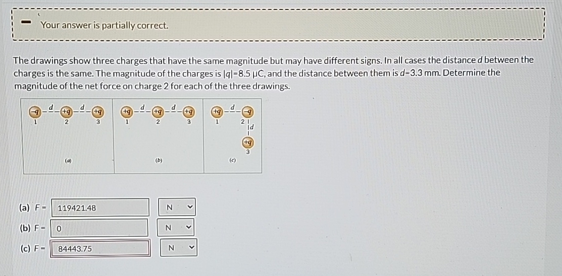 Solved Your answer is partially correct.The drawings show | Chegg.com