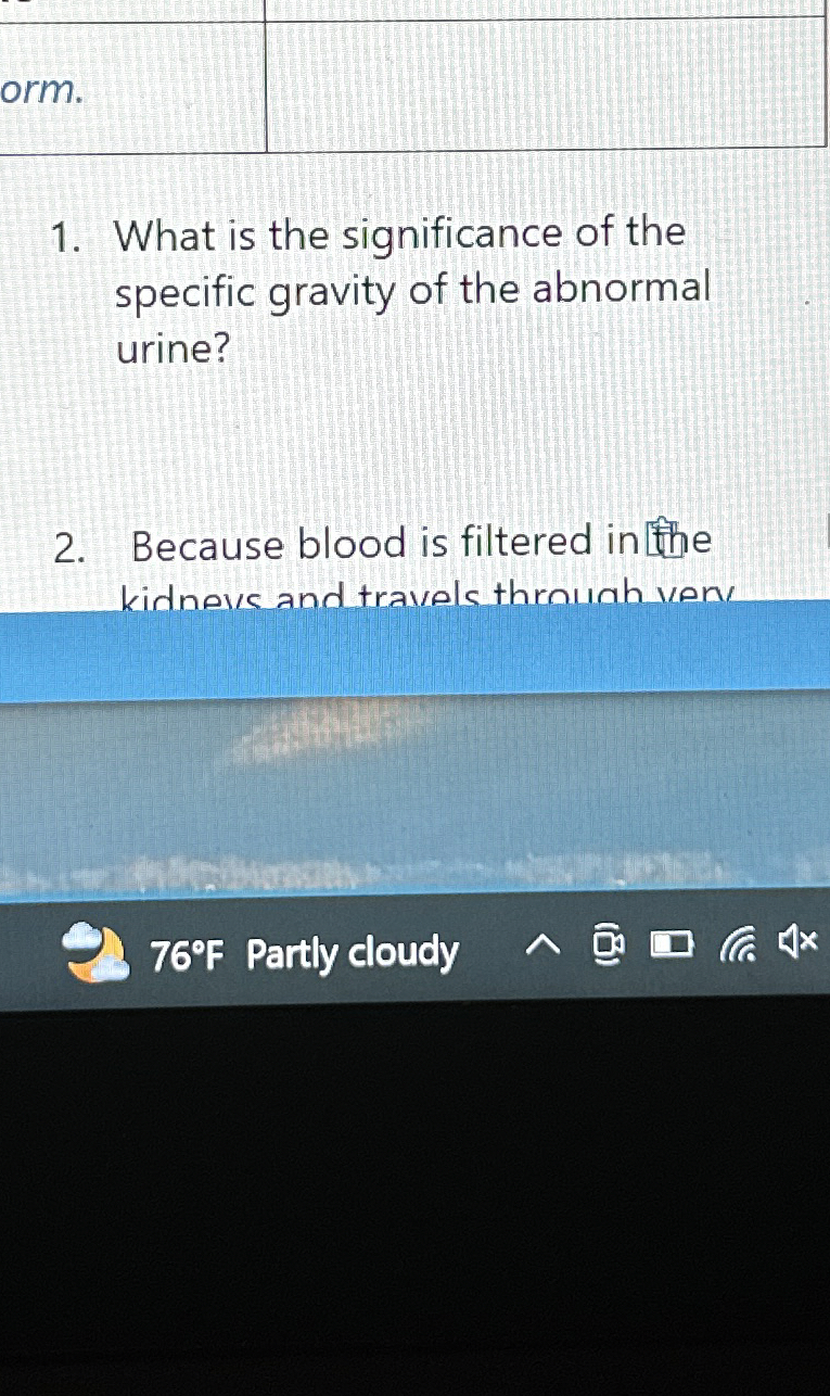 Solved What is the significance of the specific gravity of | Chegg.com