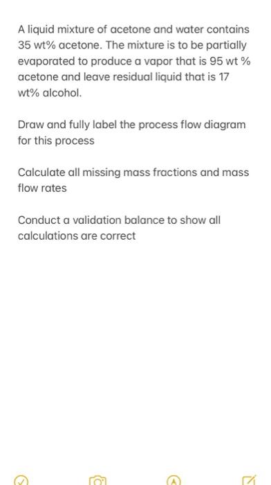 Solved A liquid mixture of acetone and water contains 35 wt% | Chegg.com
