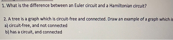 Solved 1. What is the difference between an Euler circuit | Chegg.com