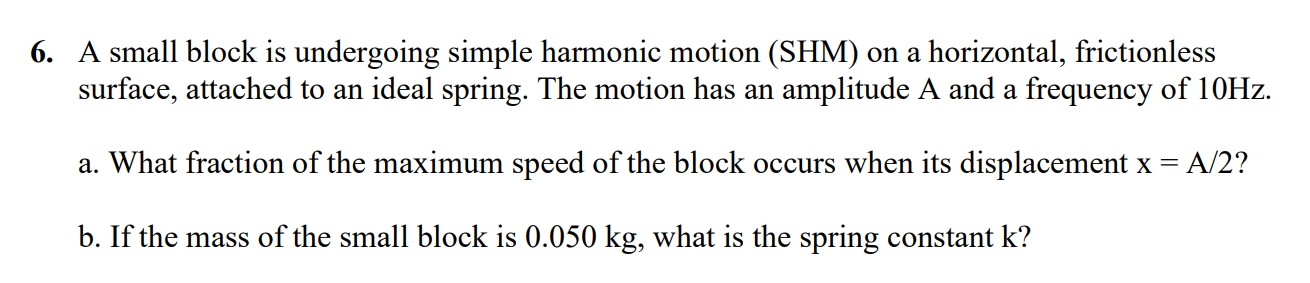Solved A small block is undergoing simple harmonic motion | Chegg.com