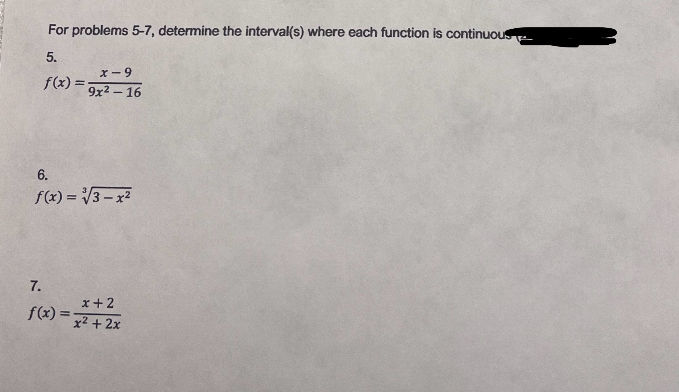 Solved For problems 5-7, ﻿determine the interval(s) ﻿where | Chegg.com