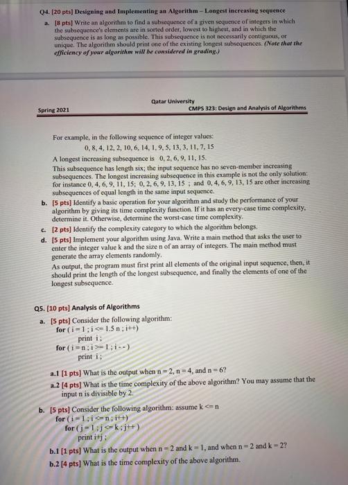 Solved 04120 Pts Designing And Implementing An Algorithm 