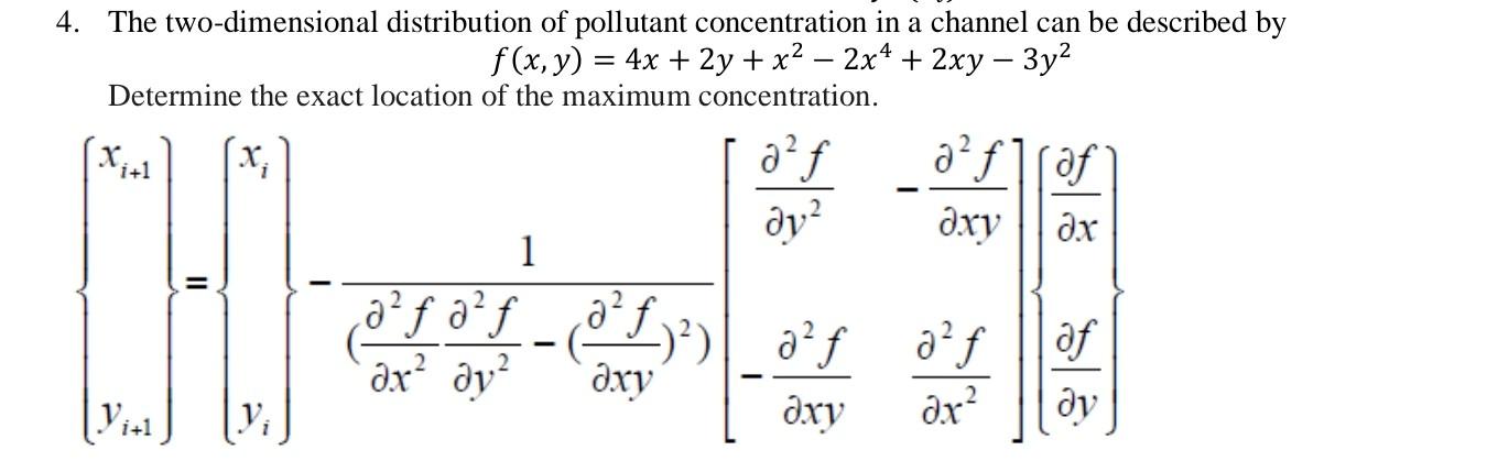 Solved 4. The two-dimensional distribution of pollutant | Chegg.com