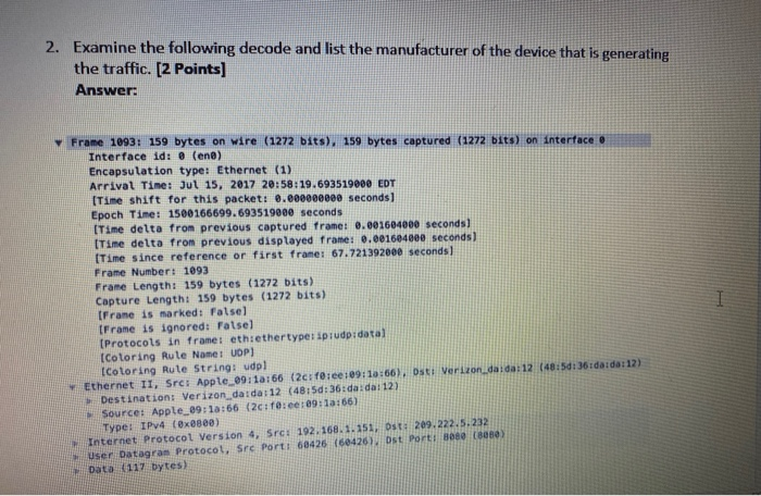 Solved 2. Examine the following decode and list the | Chegg.com
