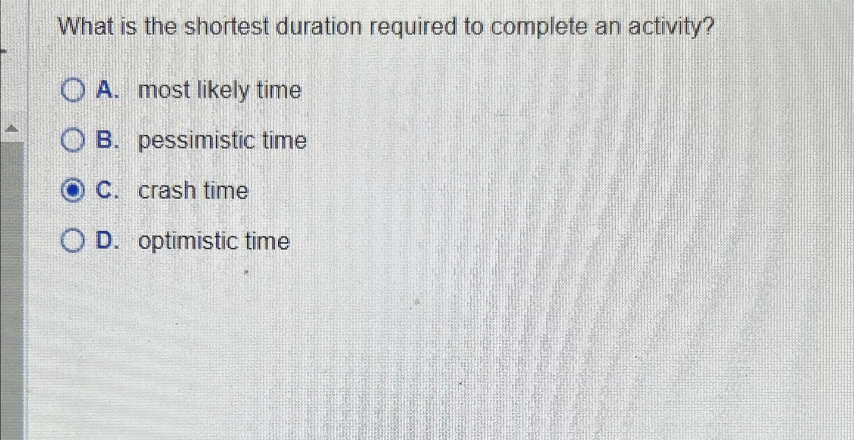 Solved What is the shortest duration required to complete an | Chegg.com