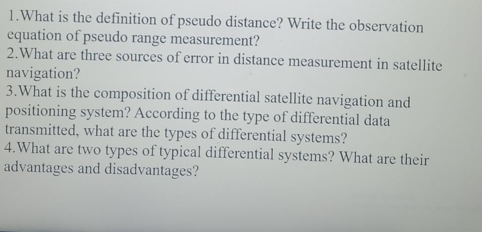 Solved 1.What is the definition of pseudo distance? Write | Chegg.com