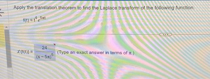 Solved Apply the translation theorem to find the Laplace | Chegg.com