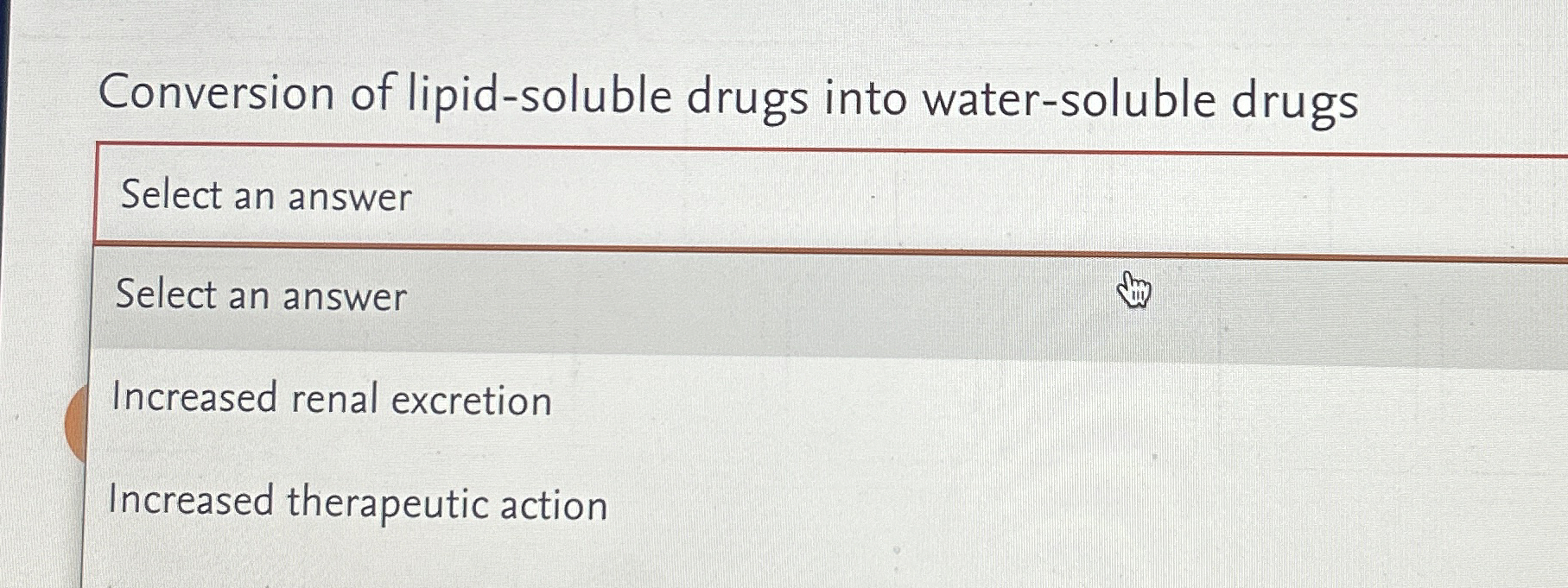 Solved Conversion of lipid-soluble drugs into water-soluble | Chegg.com