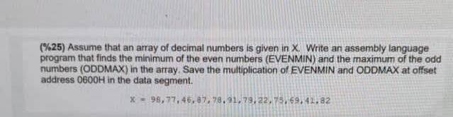 Solved (%25) Assume that an array of decimal numbers is | Chegg.com
