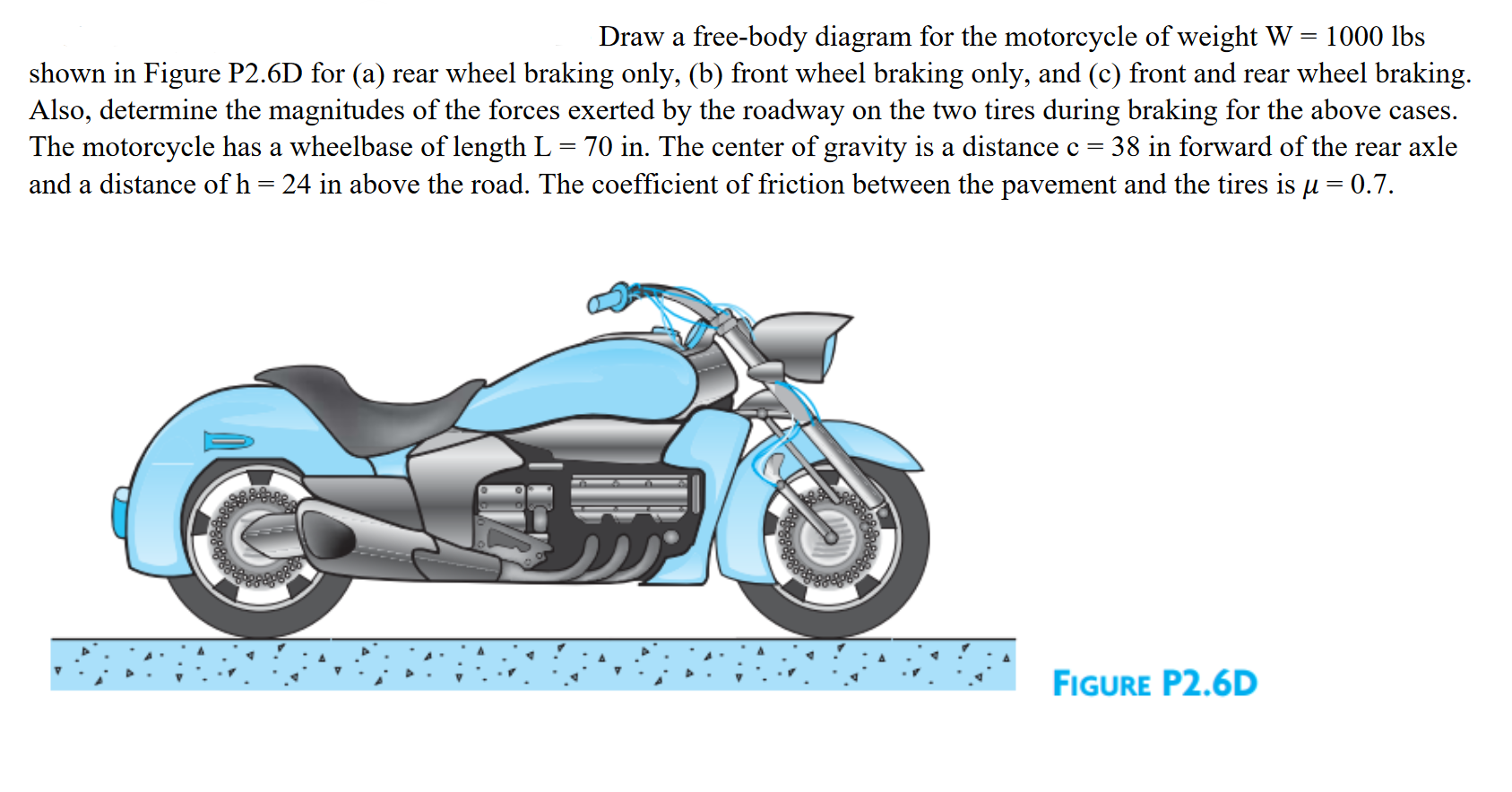 Solved Draw a free-body diagram for the motorcycle of weight | Chegg.com