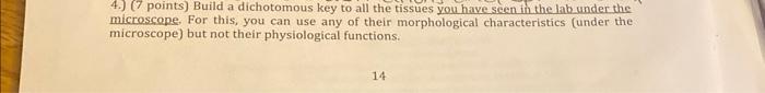 4.) (7 points) Build a dichotomous key to all the | Chegg.com