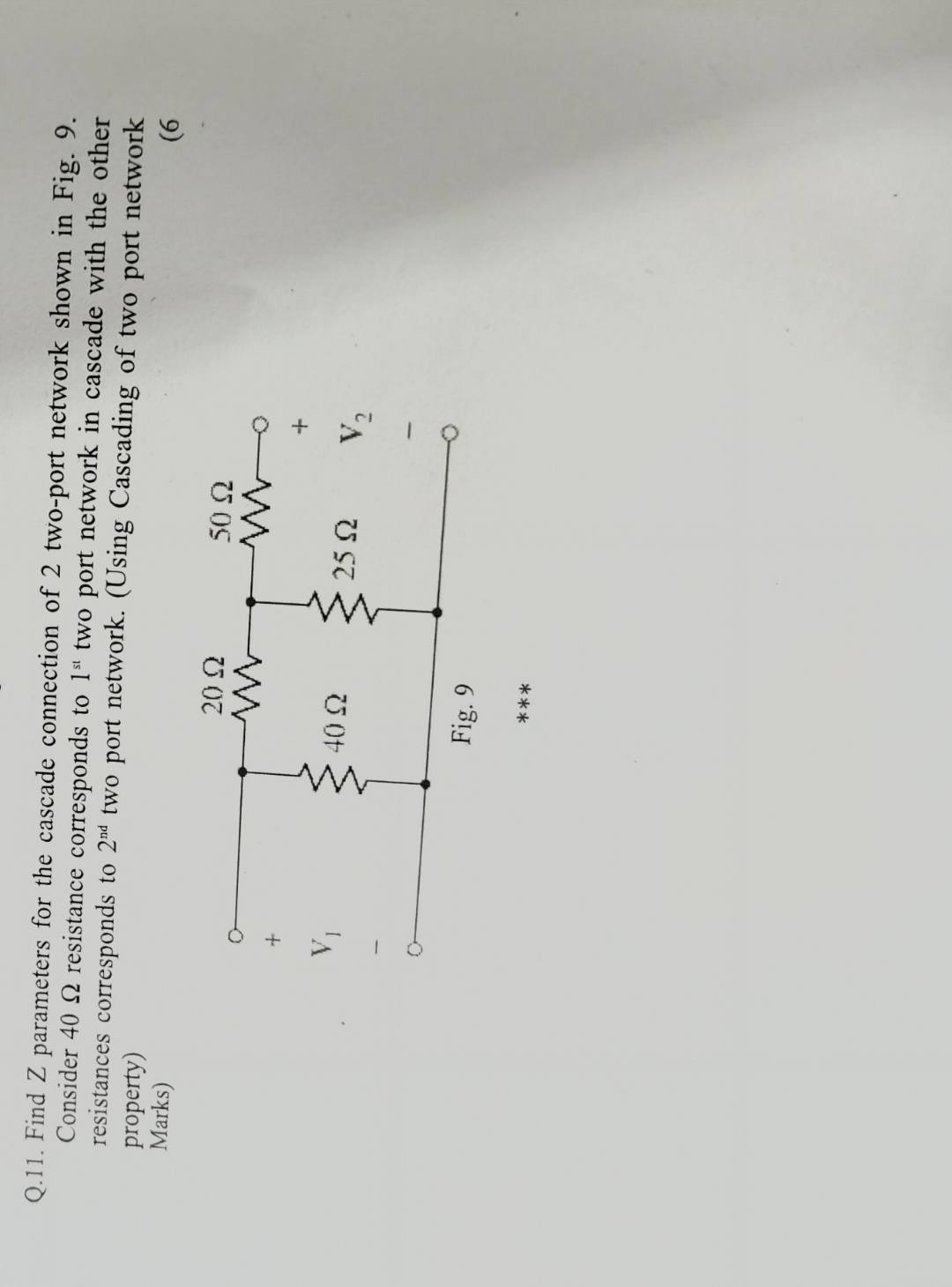 Solved Q.11. ﻿Find Z ﻿parameters for the cascade connection | Chegg.com