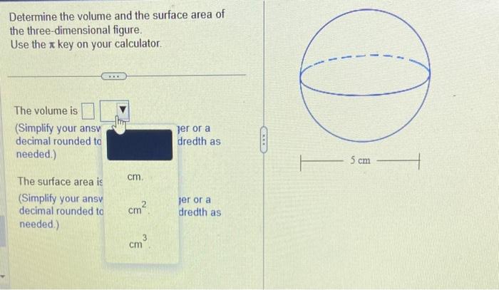 Solved Determine the volume and the surface area of the | Chegg.com