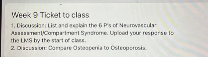 Solved Week 9 Ticket to class 1. Discussion: List and | Chegg.com