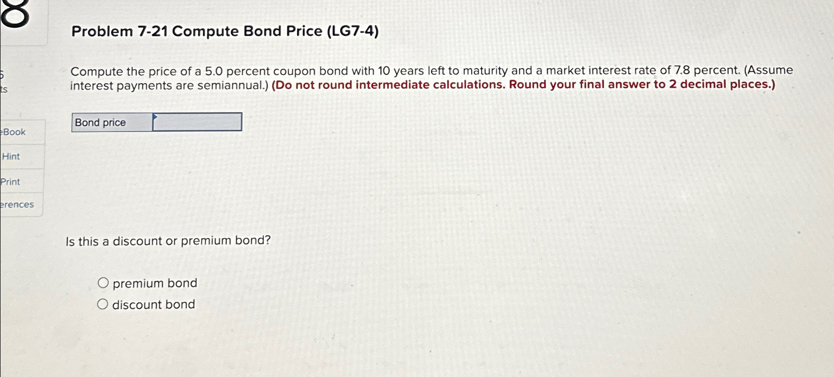 Solved Problem 7-21 ﻿Compute Bond Price (LG7-4)Compute the | Chegg.com