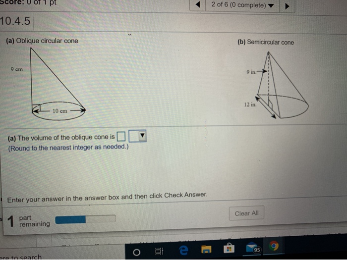 Solved a) the volume of the oblique cone is? b) the volume | Chegg.com