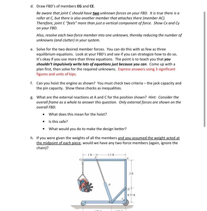 Solved Problem 1: You want to hoist the engine as shown | Chegg.com