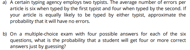 Solved a) ﻿A certain typing agency employs two typists. The | Chegg.com