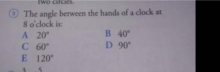 Solved two circles. 9 The angle between the hands of a clock | Chegg.com