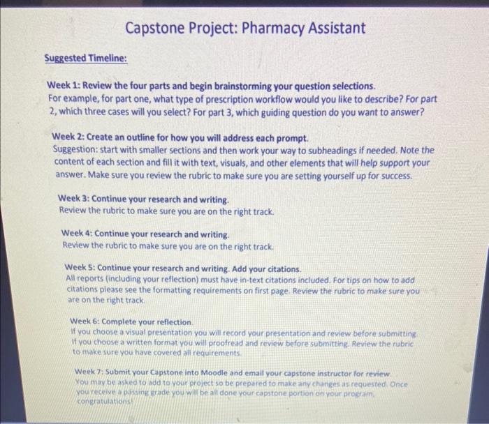 Capstone Project: Pharmacy Assistant Part 1: Create a | Chegg.com