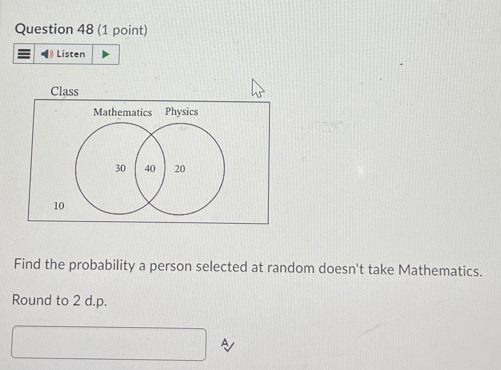 Solved Question 48 (1 ﻿point)Find the probability a person | Chegg.com