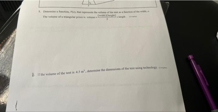 Solved genti constructs a tent in the shape of a triangular | Chegg.com