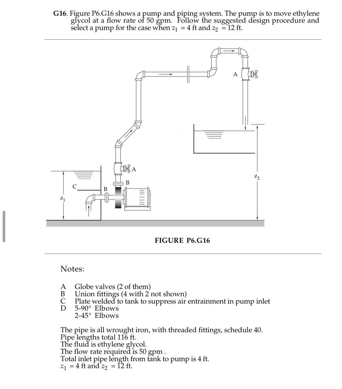 Solved G16. ﻿Figure P6.G16 ﻿shows a pump and piping system. | Chegg.com