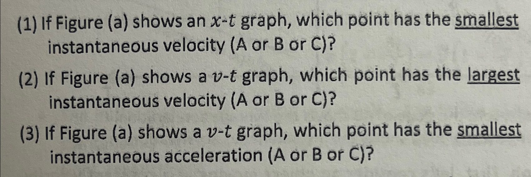 Solved (1) ﻿If Figure (a) ﻿shows an x - t ﻿graph, which | Chegg.com