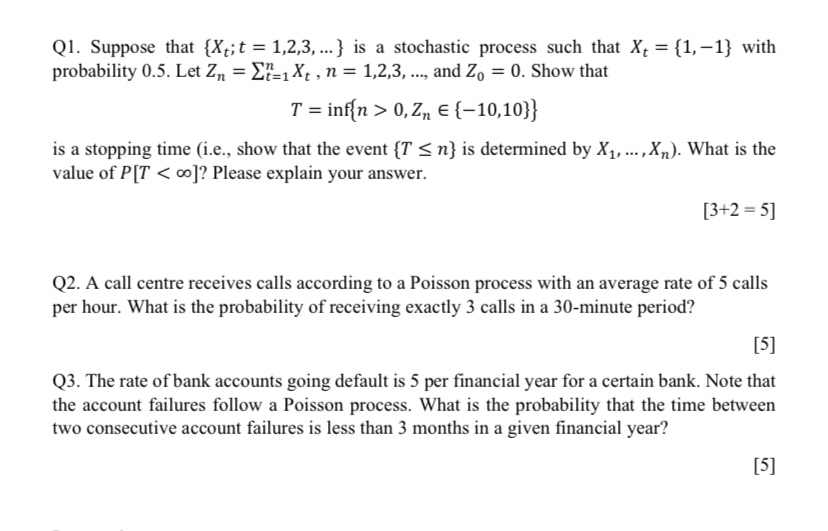 Q1. ﻿Suppose that {xt;t=1,2,3,dots} ﻿is a stochastic | Chegg.com