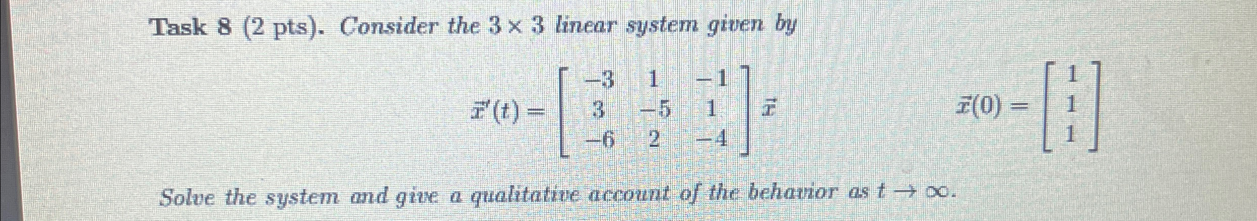 Solved Task 8 (2 ﻿pts). ﻿Consider the 3×3 ﻿linear system | Chegg.com
