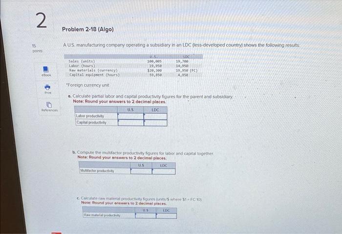 Solved A US. mannfacturing company operating a subsidiary in | Chegg.com