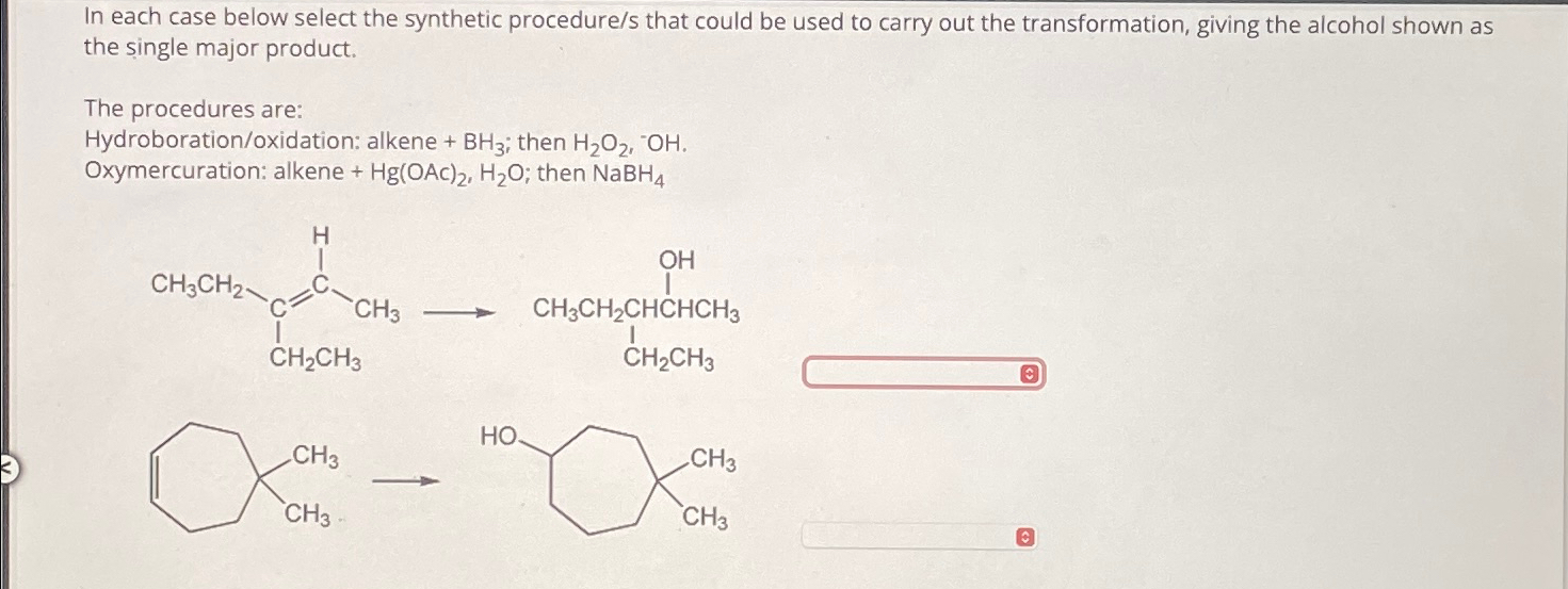 Solved In each case below select the synthetic procedure/s | Chegg.com