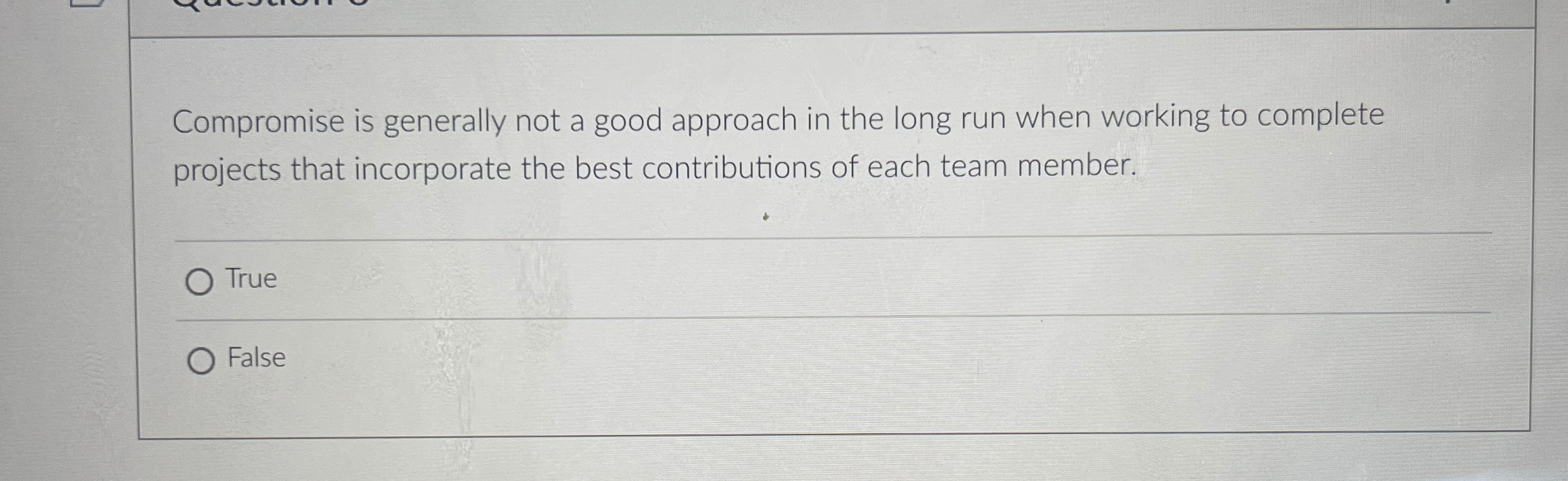 Solved Compromise is generally not a good approach in the | Chegg.com