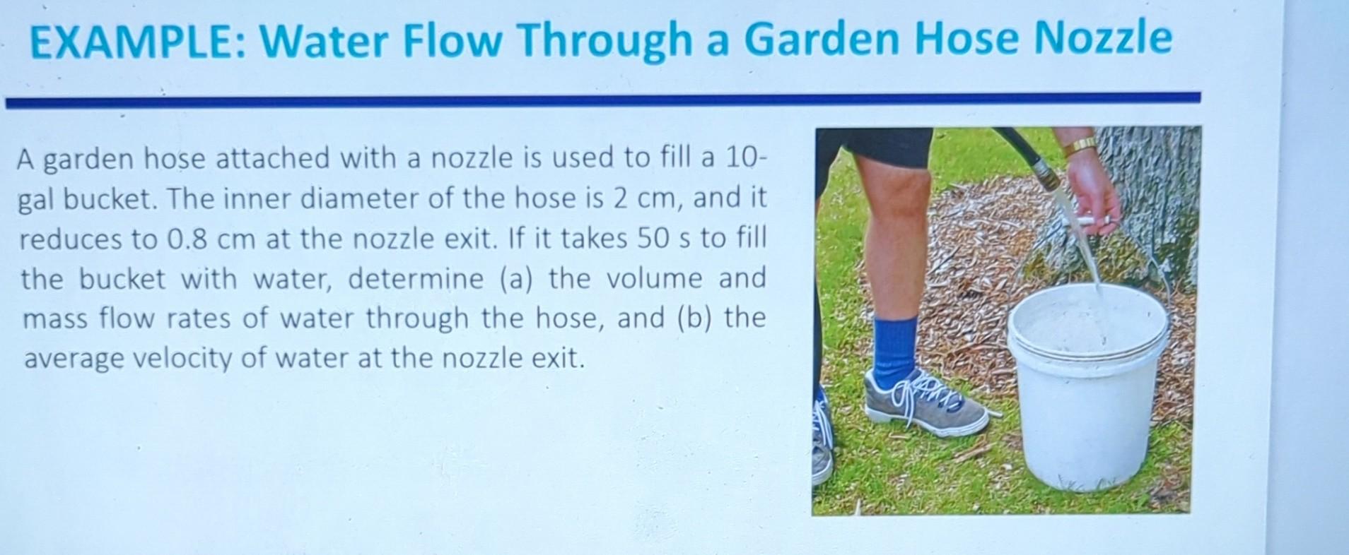 Solved EXAMPLE: Water Flow Through a Garden Hose Nozzle A | Chegg.com