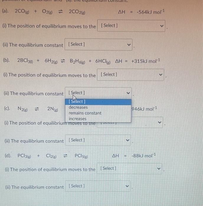 Solved For each of the following reactions, determine the | Chegg.com