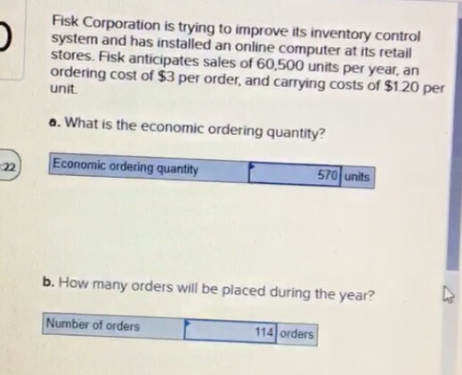 Solved Fisk Corporation is trying to improve its inventory | Chegg.com
