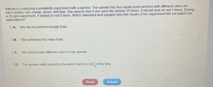 Solved Katrina is conducting a probability experiment with a | Chegg.com