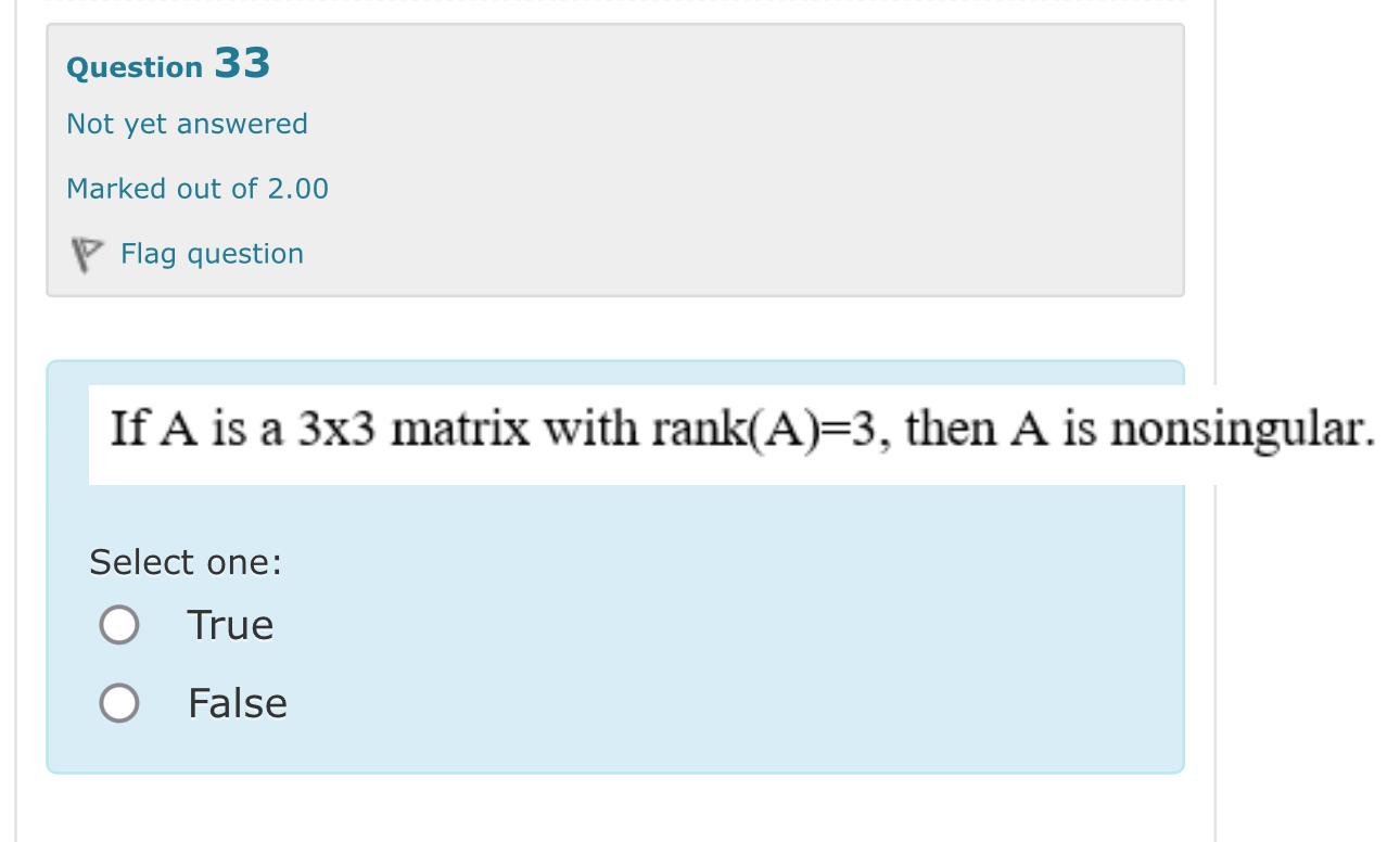 Question 33Not yet answeredMarked out of 2.00Flag | Chegg.com Question 33Not yet answeredMarked out of 2.00Flag | Chegg.com