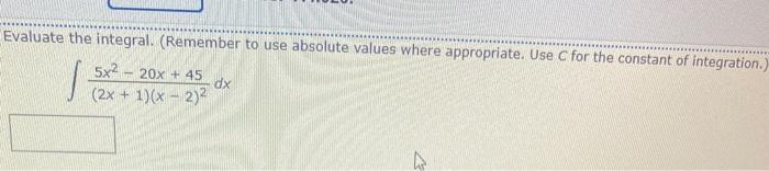 Solved Evaluate the integral. (Remember to use absolute | Chegg.com