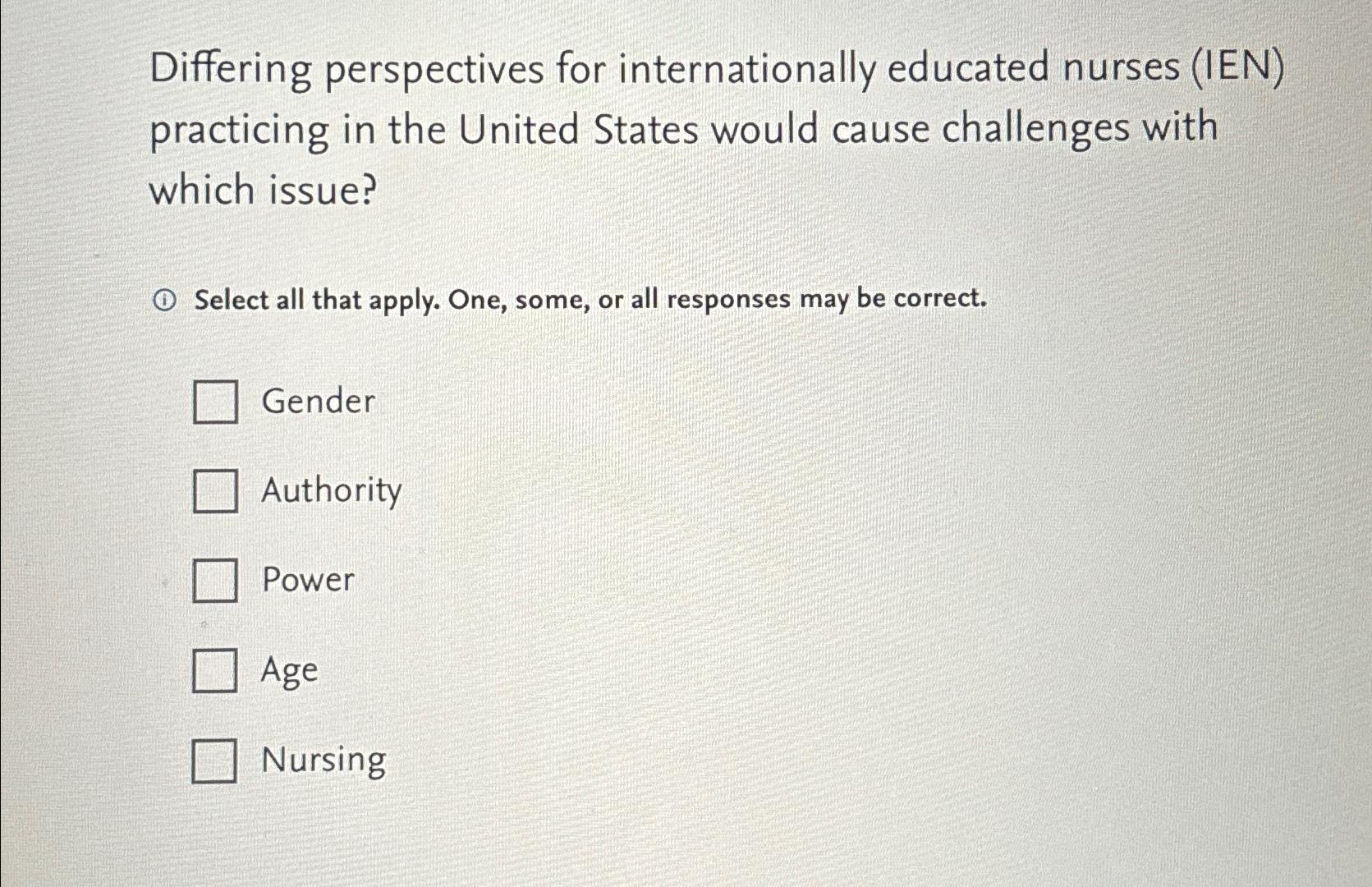 Solved Differing perspectives for internationally educated | Chegg.com