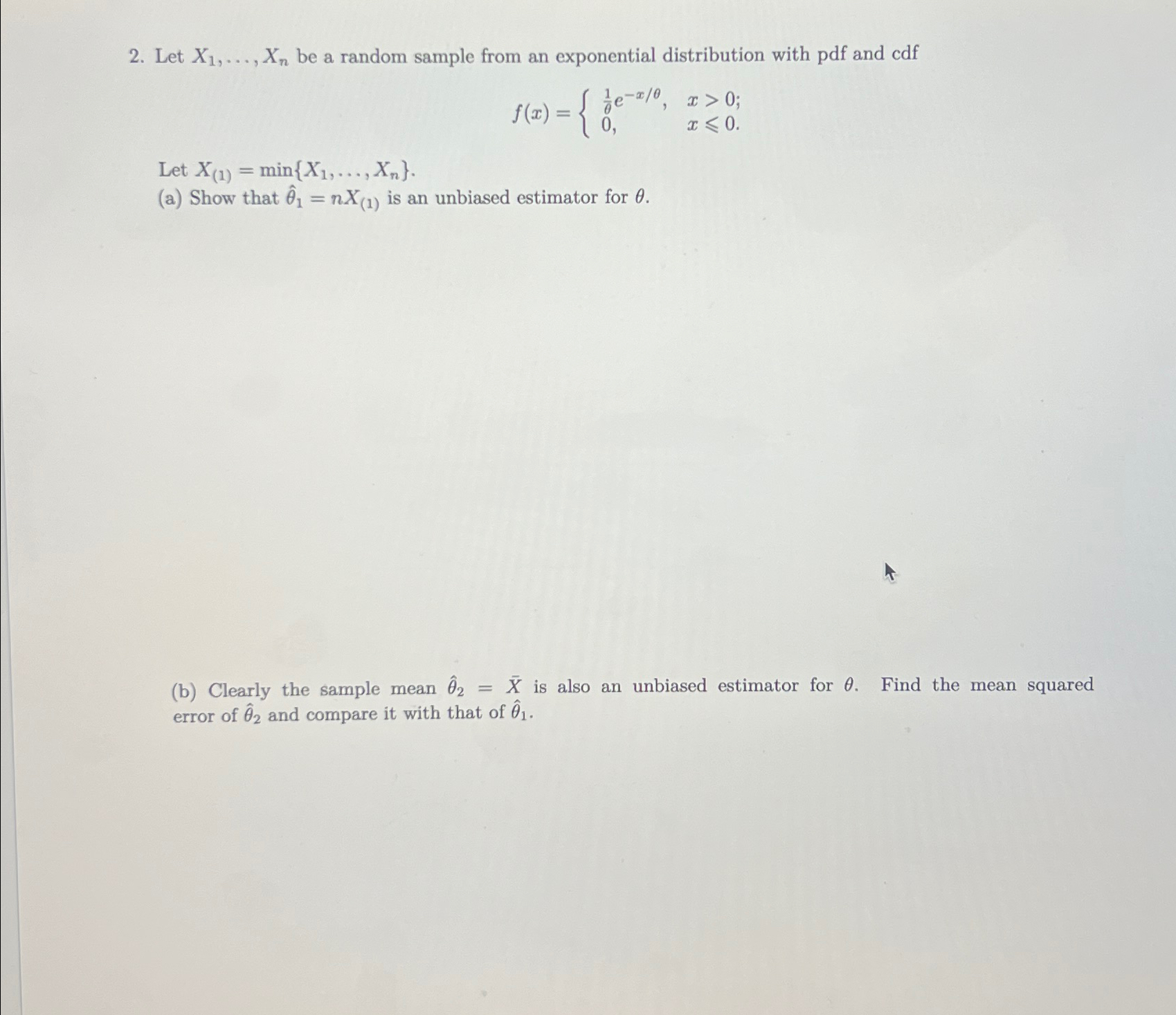 Solved Let x1,dots,xn ﻿be a random sample from an | Chegg.com