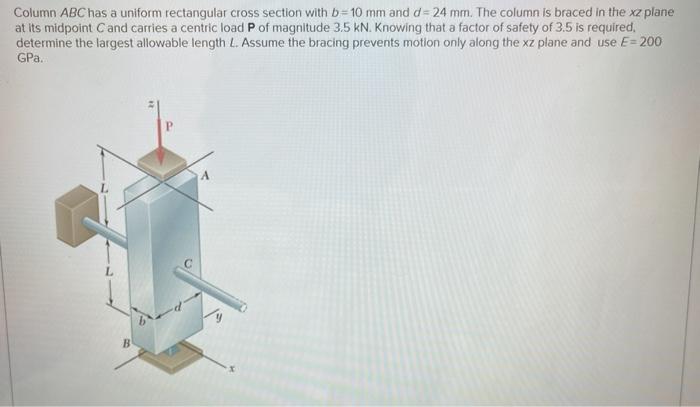 Solved Column ABC has a uniform rectangular cross section | Chegg.com